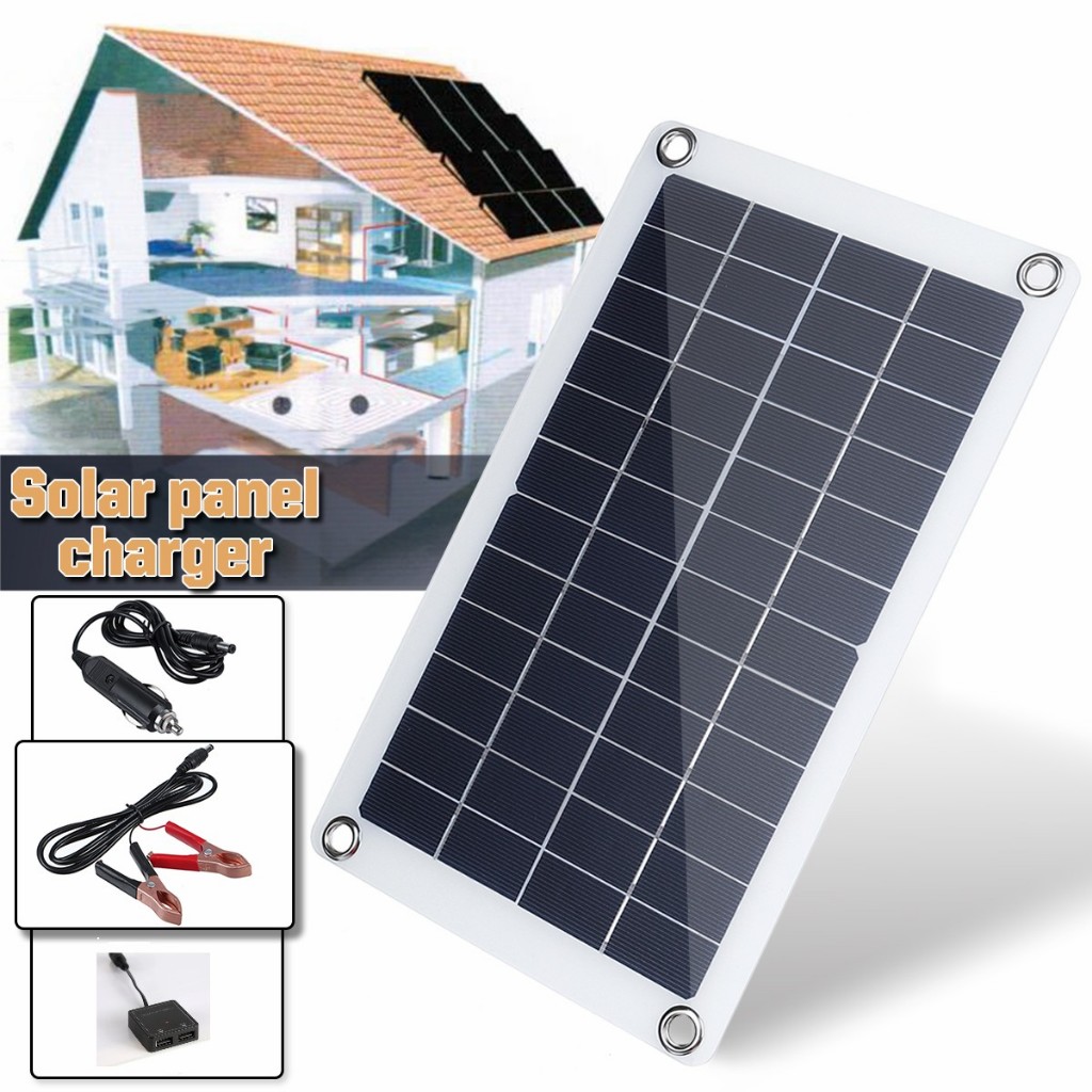 100w Solar Panel Kit 12V Solar Cell Polycrystalline 2 USB Ports Power ...