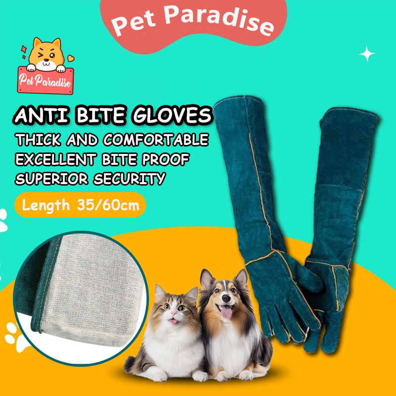 Anti Bite Gloves For Dog 35/60cm Thick Leather Superior Security 1 Pair ...