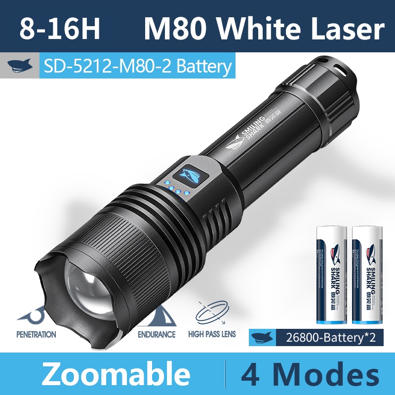 Smiling Shark SD5212 Rechargeable Torch Light Led M80 8400LM Powerul ...