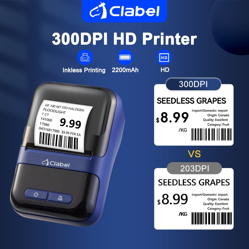 CLABEL 230B HD Label Printer, Sticker Printer, 300DPI Label Maker, Mini ...