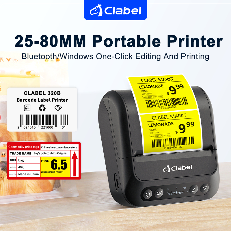 CLABEL 320B Portable Label Printer, Thermal Printer, Sticker Printer ...