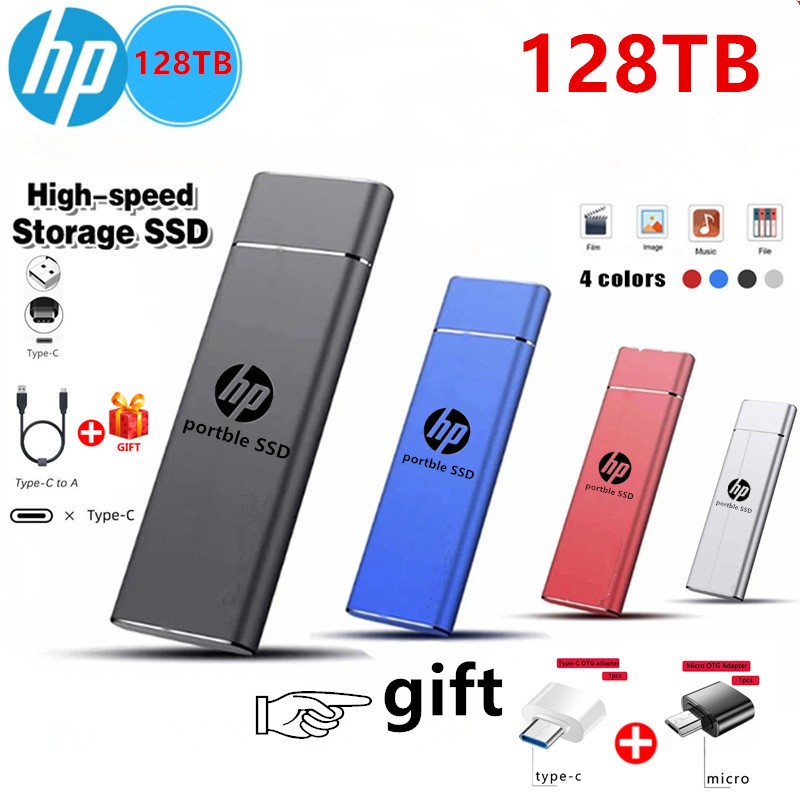 HP 128TB high-speed large memory portable SSD 64TB external hard drive ...