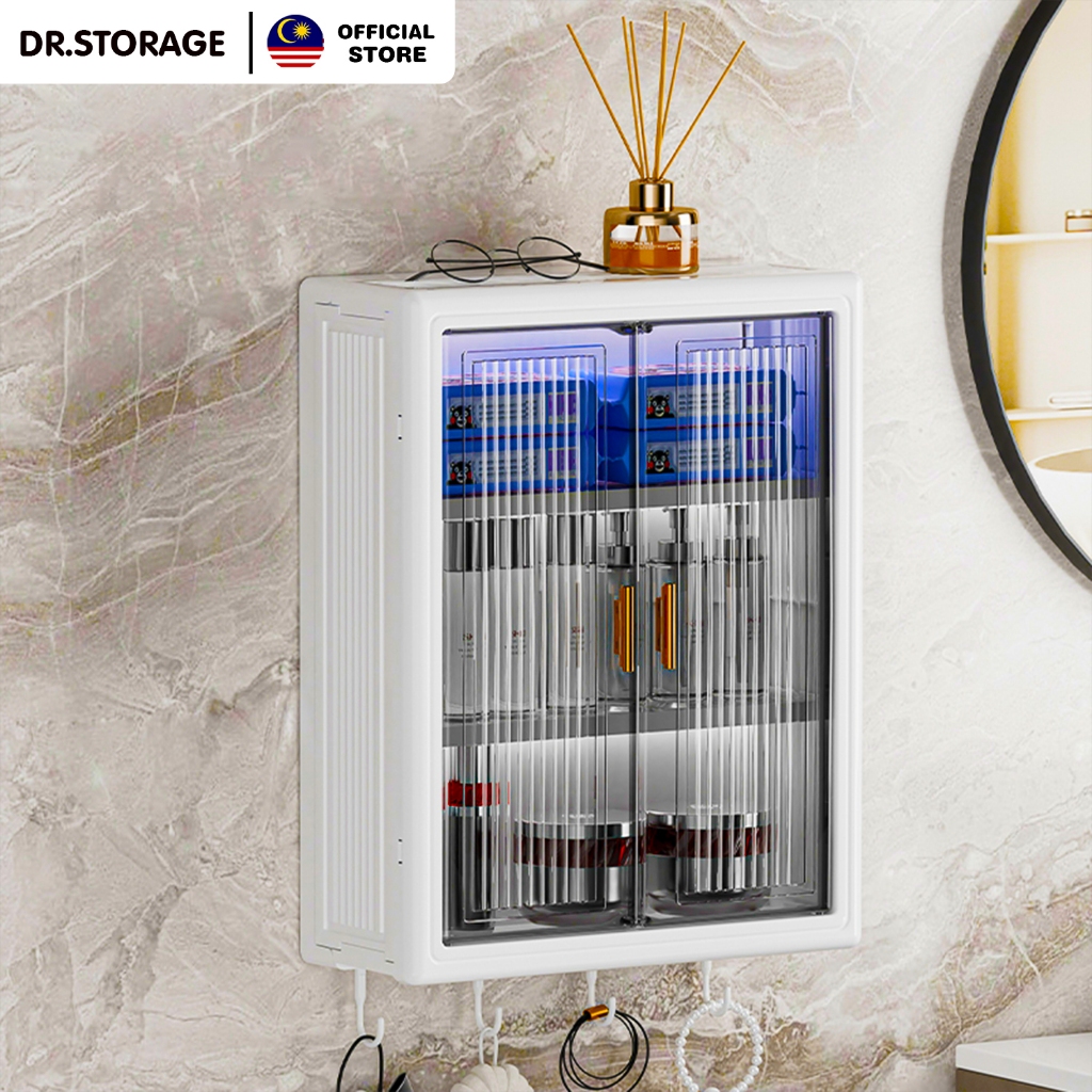 DR.STORAGE Wall-Mounted Cosmetic Storage Cabinet Bathroom Storage Box ...