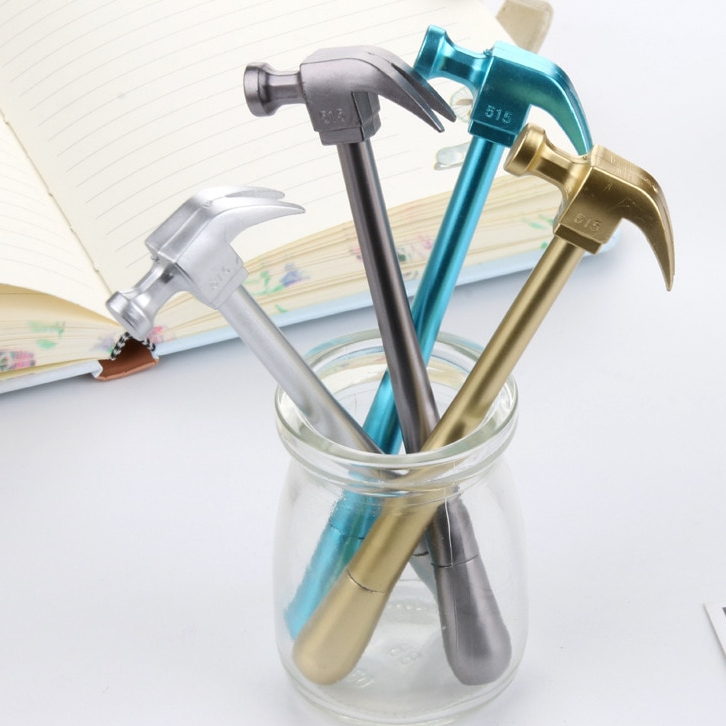 1 Piece Metallic Hammer Tools Stationery Creative Ballpoint Pen Hammer ...