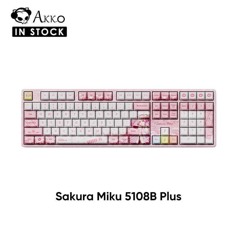 Akko Sakura Miku 5108B Plus full-size Mechanical Keyboard With wireless connectivity, hot ...