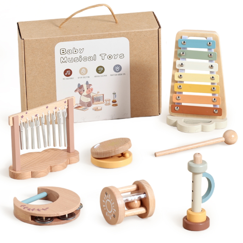 Wooden Musical Instruments Set Montessori Percussion Educational ...