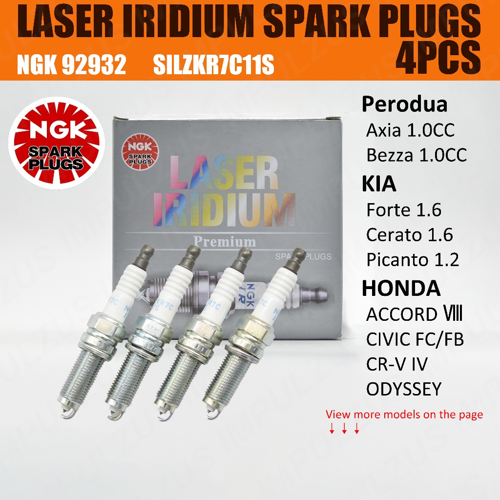 100% Original NGK 92932 SILZKR7C11S Laser Iridium Spark Plug For Axia ...