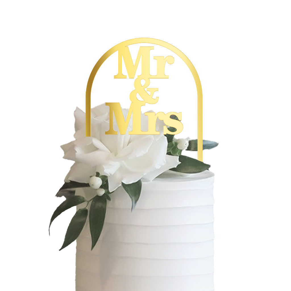 Mr & Mrs Wedding Arch Cake Topper Cake Decoration in Gold Acrylic(1.6mm ...