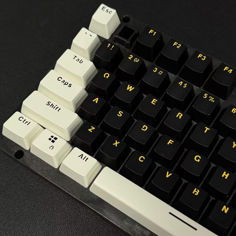 【Keycap Only】Minimalist Black White Keycap 108 Keys Cherry Profile PBT ...