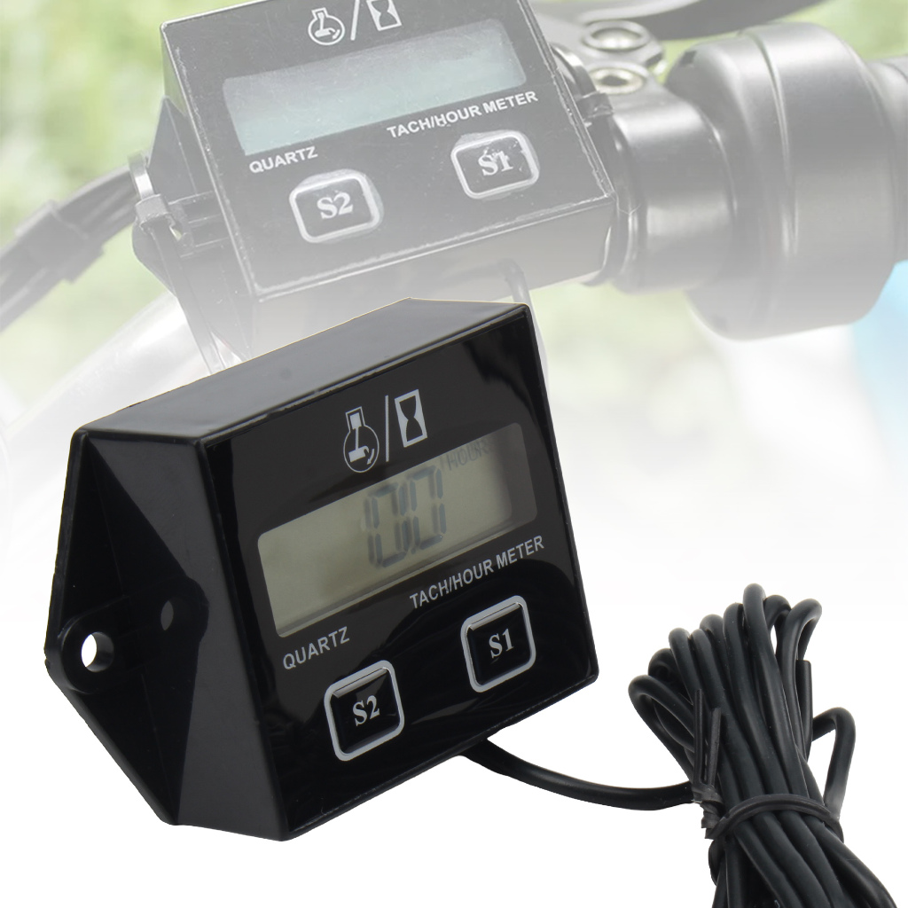 Waterproof Digital Engine Tach Hour Meter Tachometer Gauge Engine RPM LCD Display For Motorcycle ...