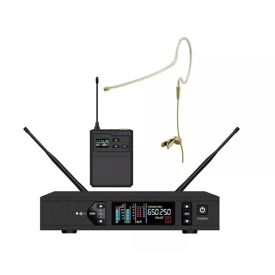 UHF Wireless Earset Headset Microphone System for Broadcast Church ...