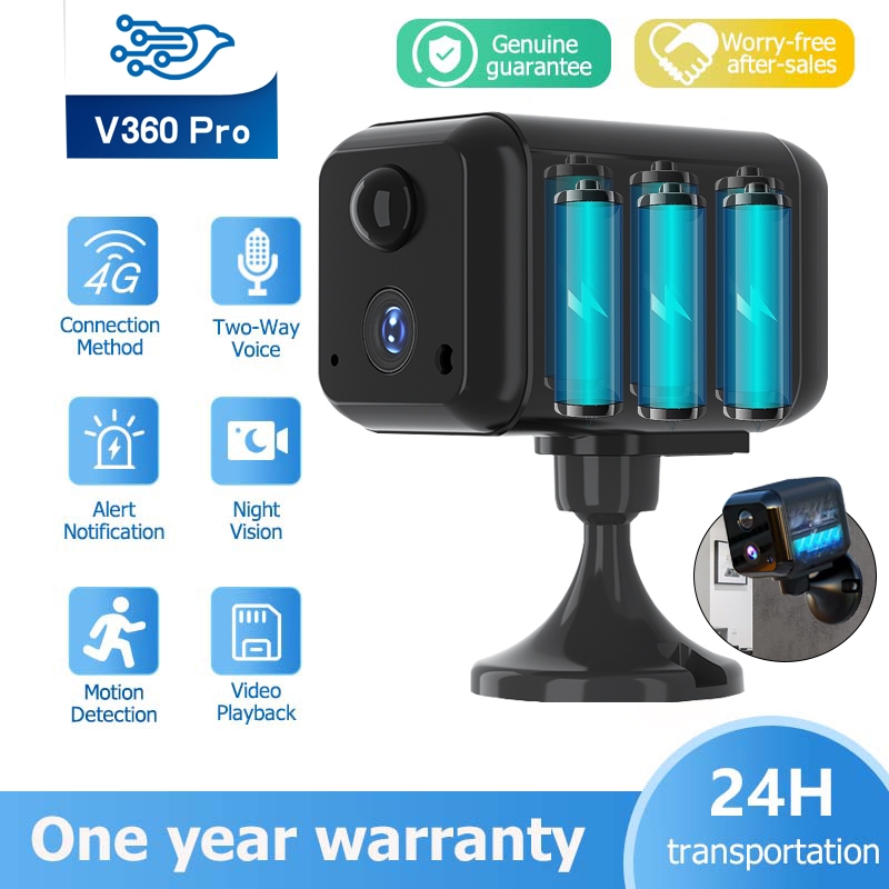 4MP mini camera with built-in battery, CCTV color night vision, two-way ...