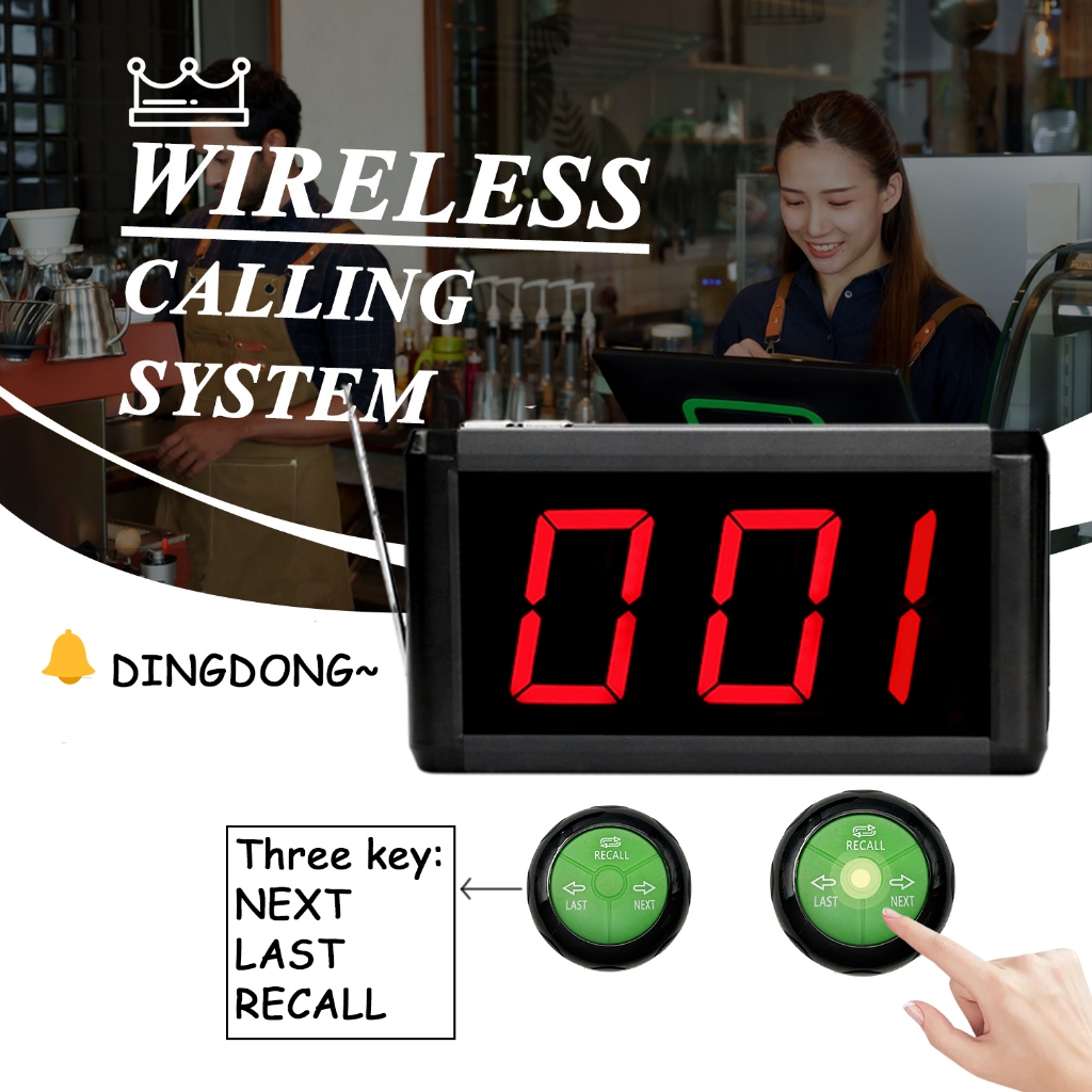 Wireless Queue Call System LED Display Plug and Play Number Machine for Restaurant/Bank/Kitchen ...