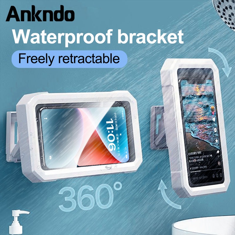 Ankndo Waterproof Bathroom Phone Holder Wall Mount Shower Phone Holder ...