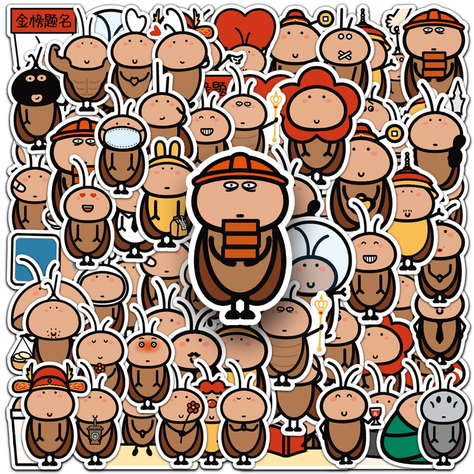 50 Piece Funy Cute Cartoon Cockroach Stickers Waterproof DIY For Phone ...