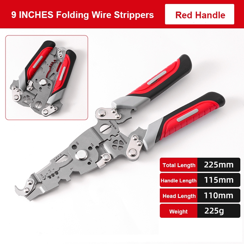 9 Inch Foldable Multifunctional Wire Stripper Electrician Wire Crimper ...
