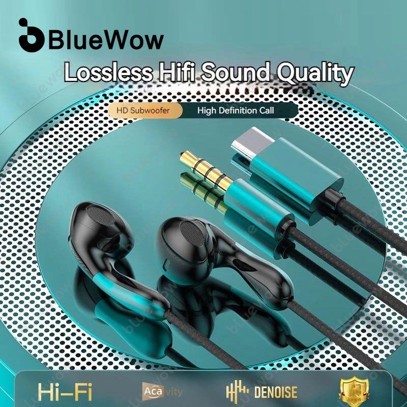 BlueWow Type C/AUX Wired Earphones Noise Cancelling Headphones In Ear ...