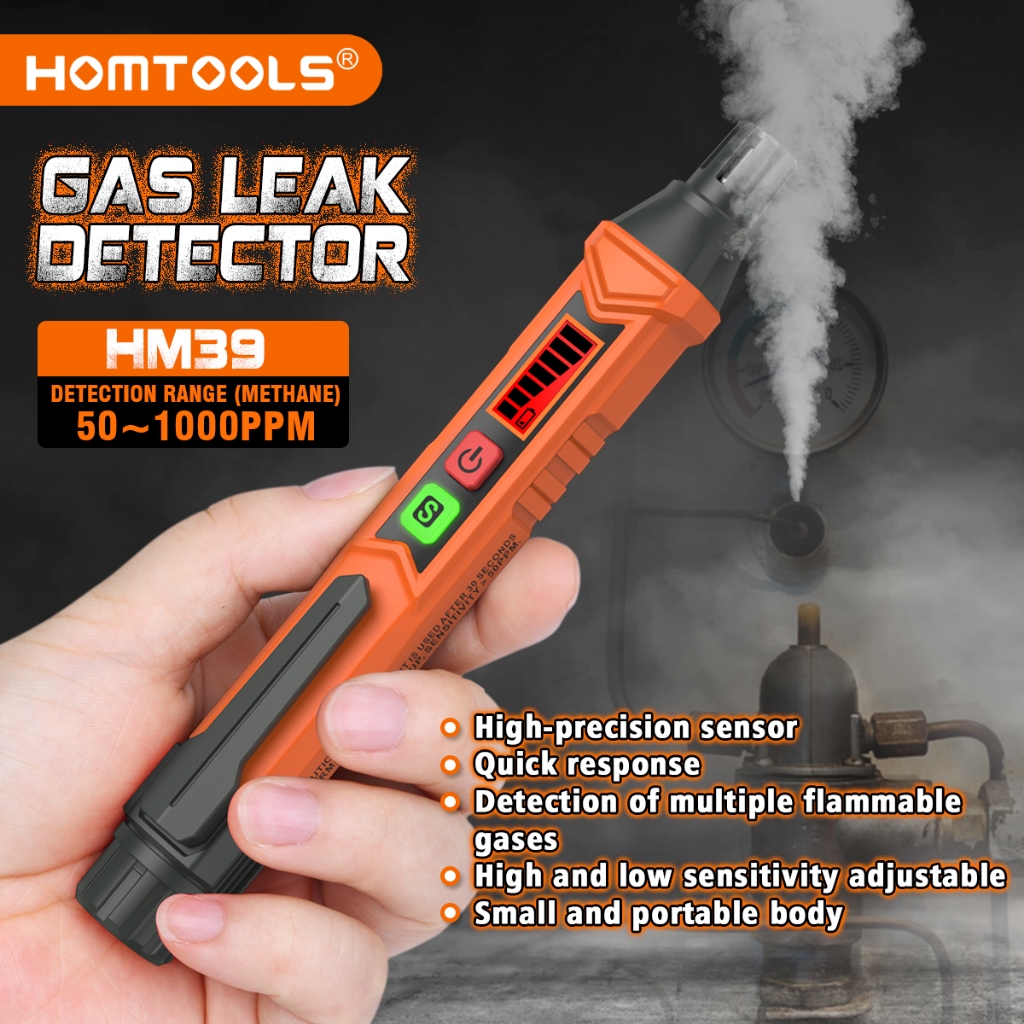 HOMTOOLS HM39 50-1000ppm Natural Gas Leak Detector with Audible ...
