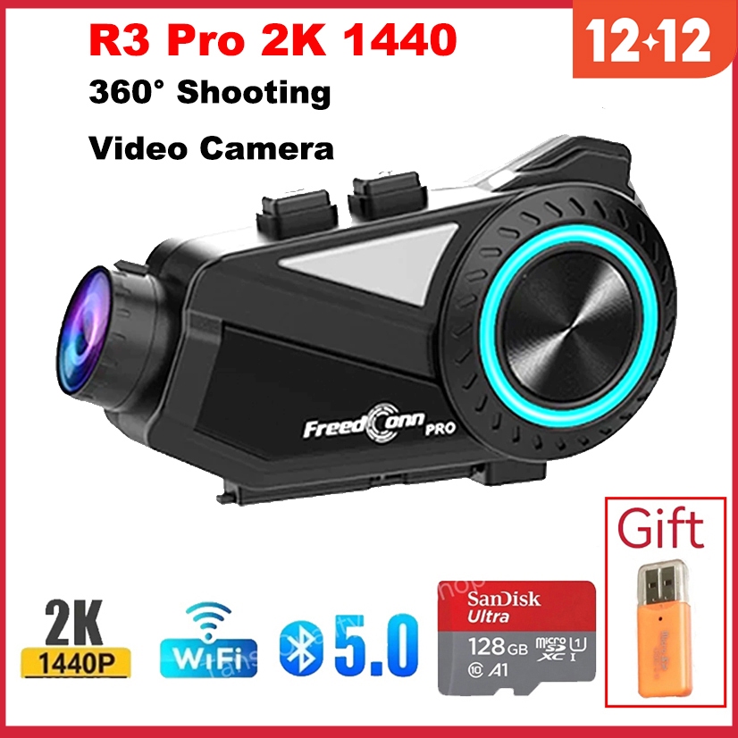 2024 New FreedConn R3 Pro 2K 1440 360° Shooting Video Camera Motorcycle ...
