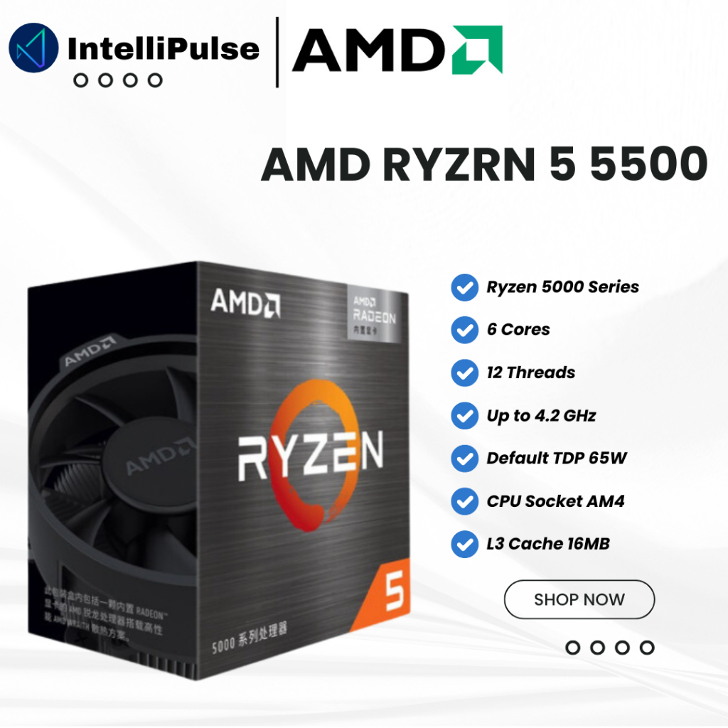 AMD RYZEN 5 5500 AM4 PROCESSOR 6CORES 4.2GHZ 5000 SERIES | Shopee Malaysia