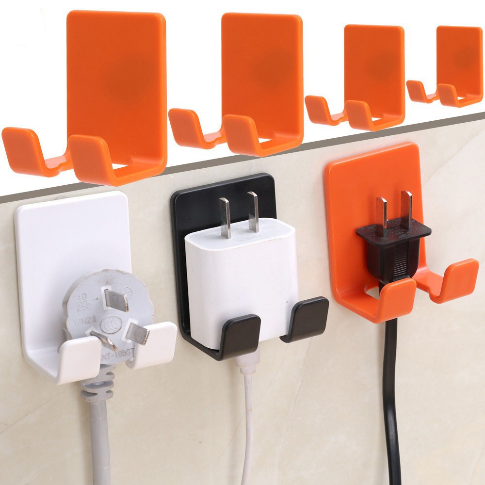 Simple Self Adhesive Wall Mounted Power Plug Socket Hook Strong Punch ...