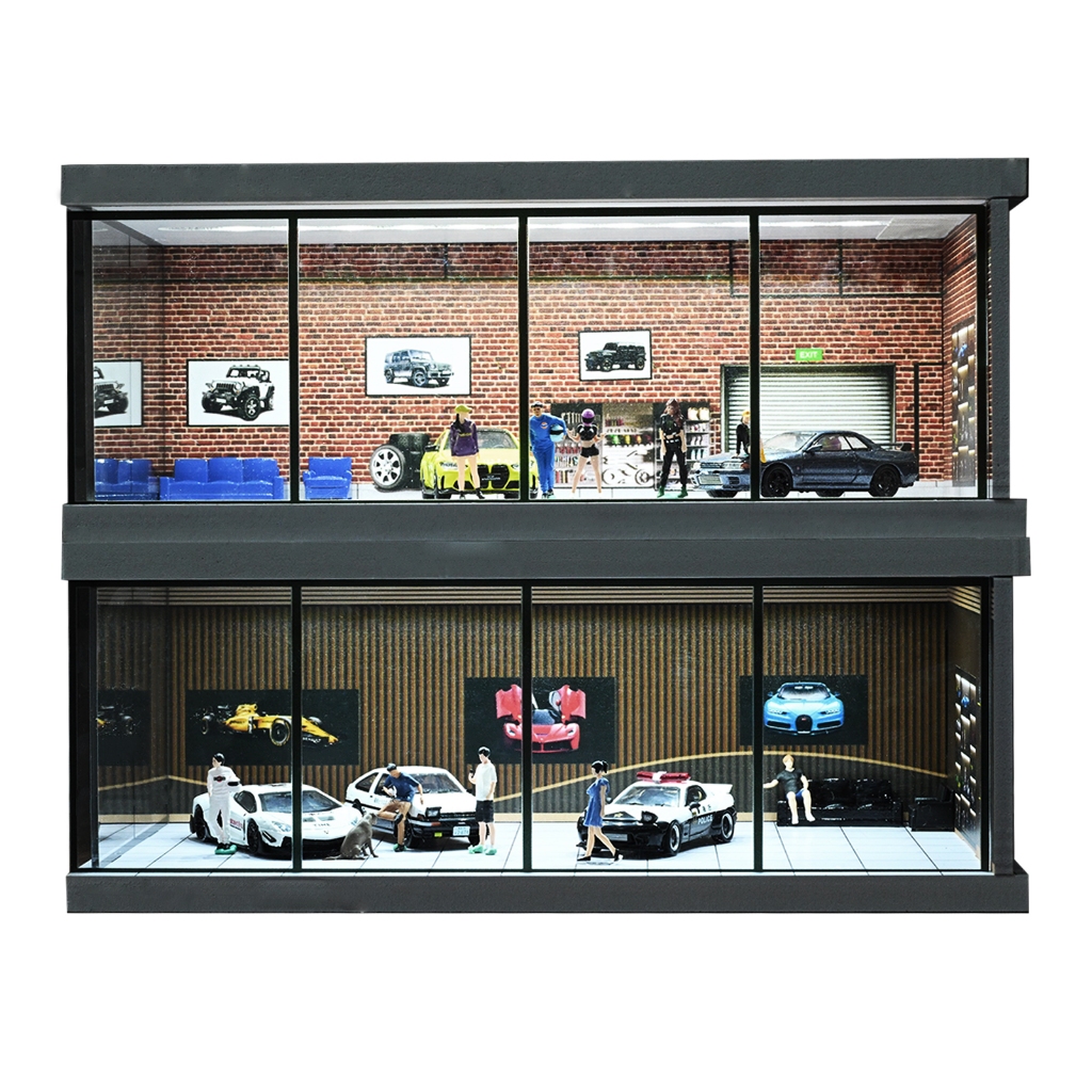 1:64 Diorama Car Garage Model Car Showroom Backdrop Display Scene Model ...