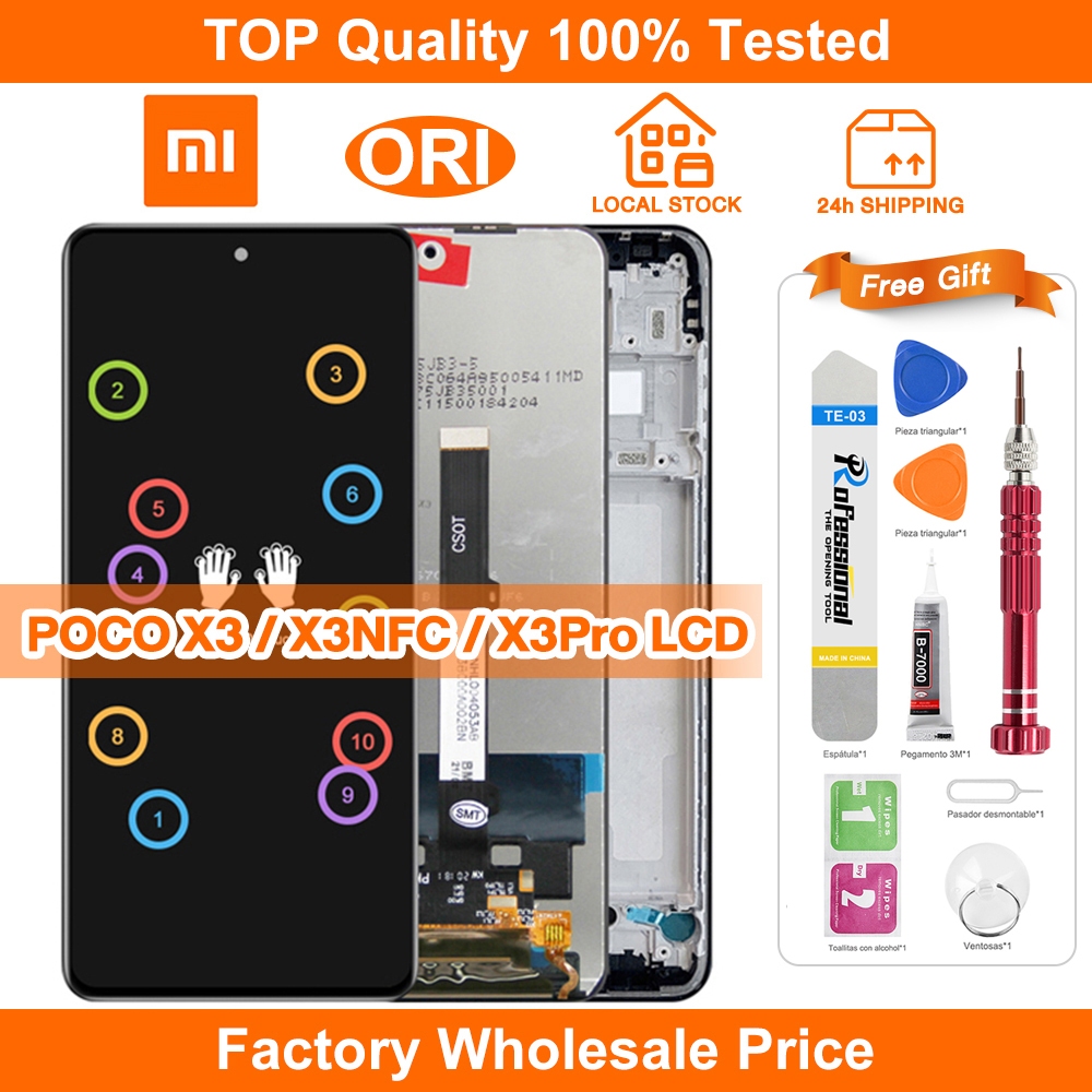 Original For Xiaomi POCO X3 LCD Display Touch Screen Digitizer Assembly For POCO X3 Pro NFC LCD ...