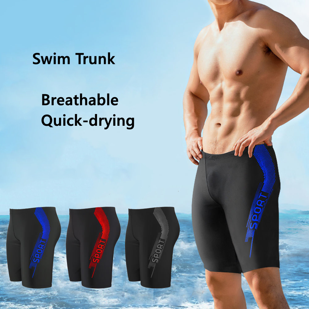 Men‘s Knee-Length Athletic Swim Trunk Swimming Short Swimsuit Swimwear ...