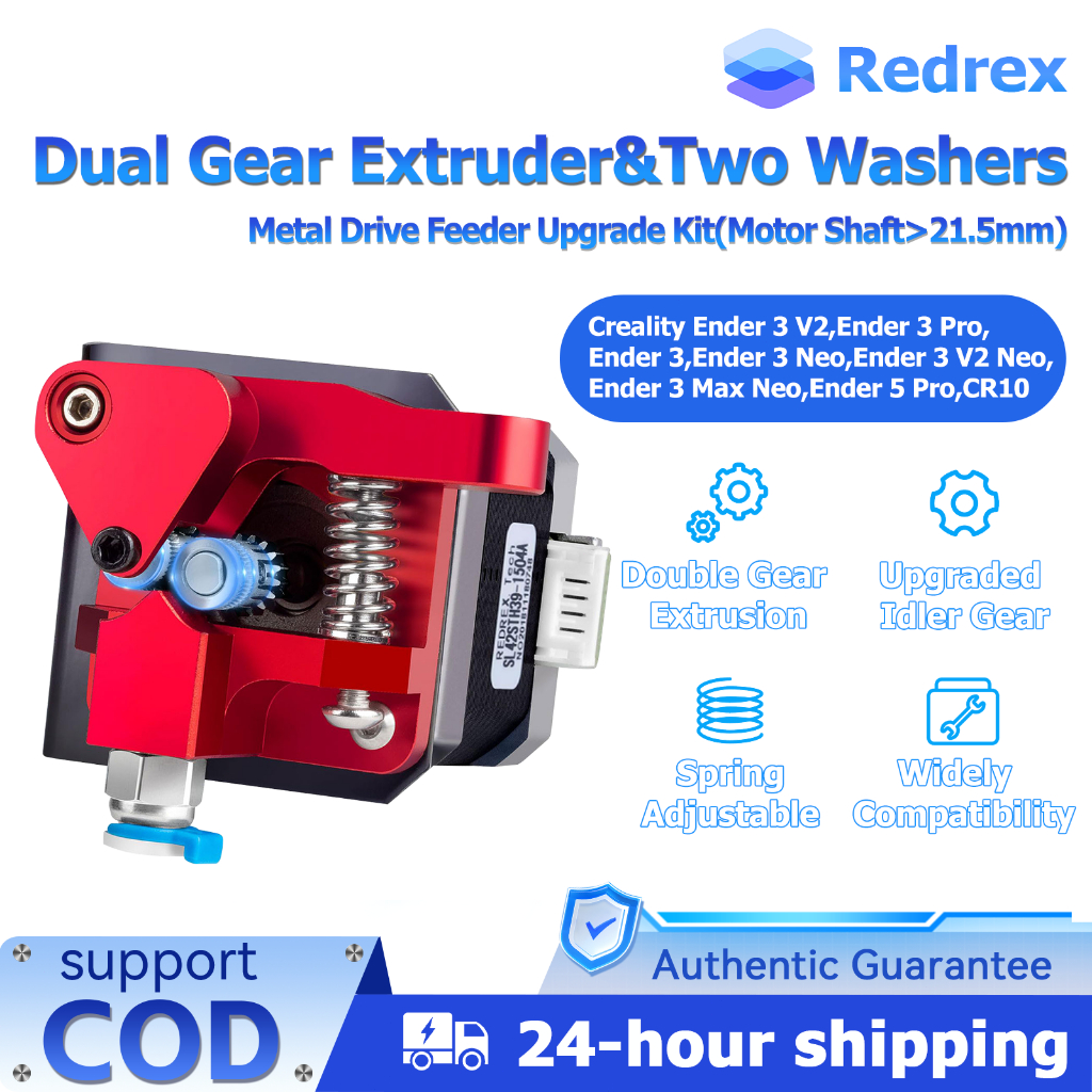 REDREX 3D Printer Dual Gear Ender 3 Extruder with Nema 17 Stepper Motor for Creality Ender 3 V2 ...