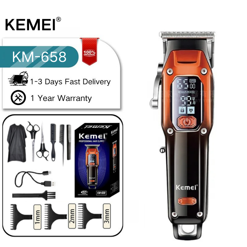Kemei KM-658 Hair Clipper Professional Barber Hair Trimmer LED Display Haircuts Machine for ...