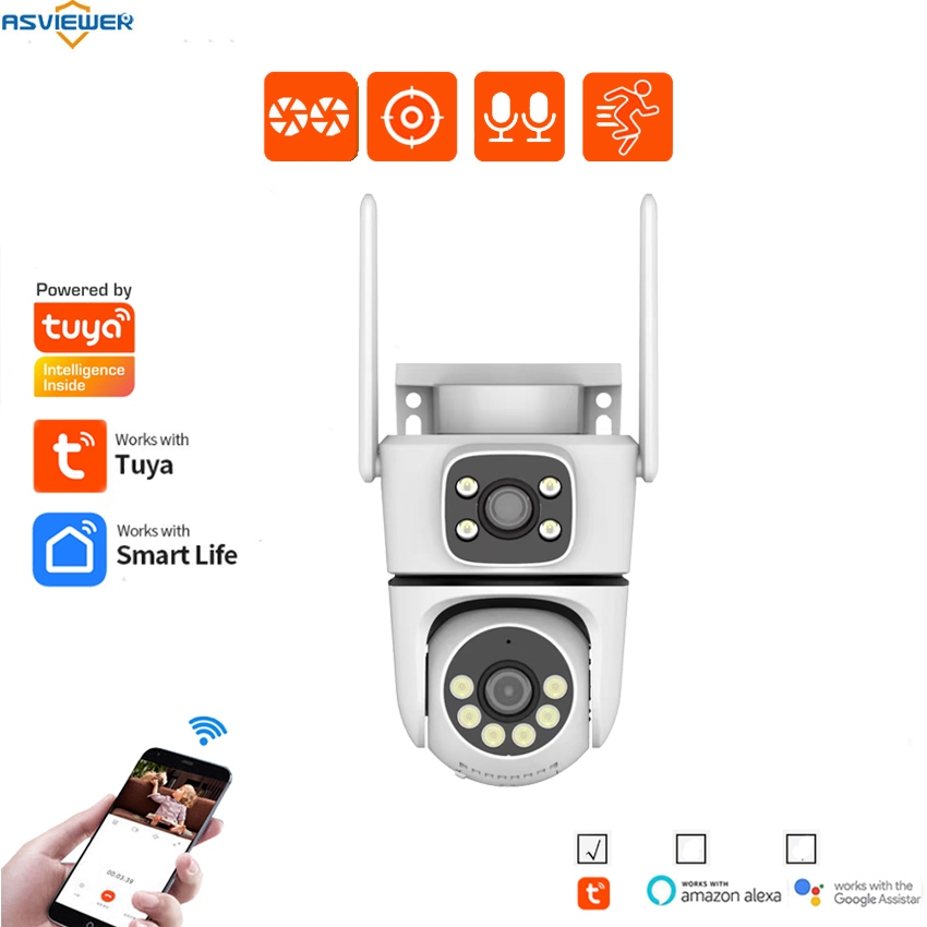 Outdoor 4MP Tuya Dual Lens IP WiFi PTZ Camera 2.4G 5G WiFi Bands 2 way ...