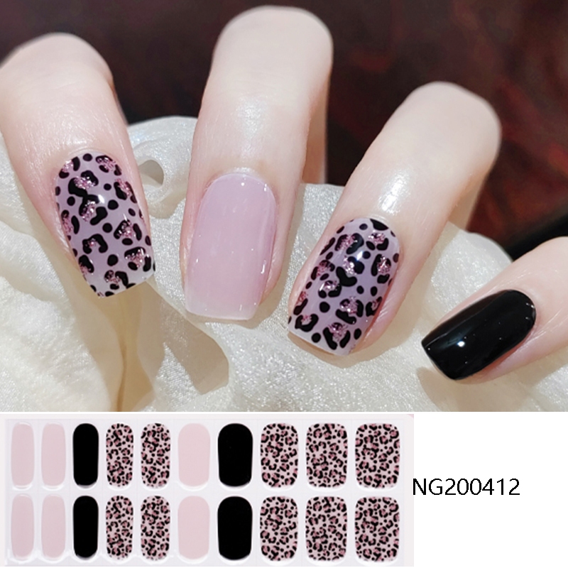 20 Finger uv Nail Stickers Soft Cute Leopard Print Ice Transparent ...