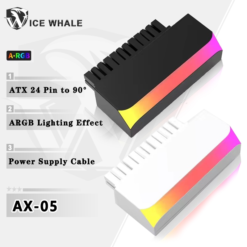 ICE Whale AX-05 ATX 24 Pin to 90° ARGB Power Plug Adapter Motherboard ...