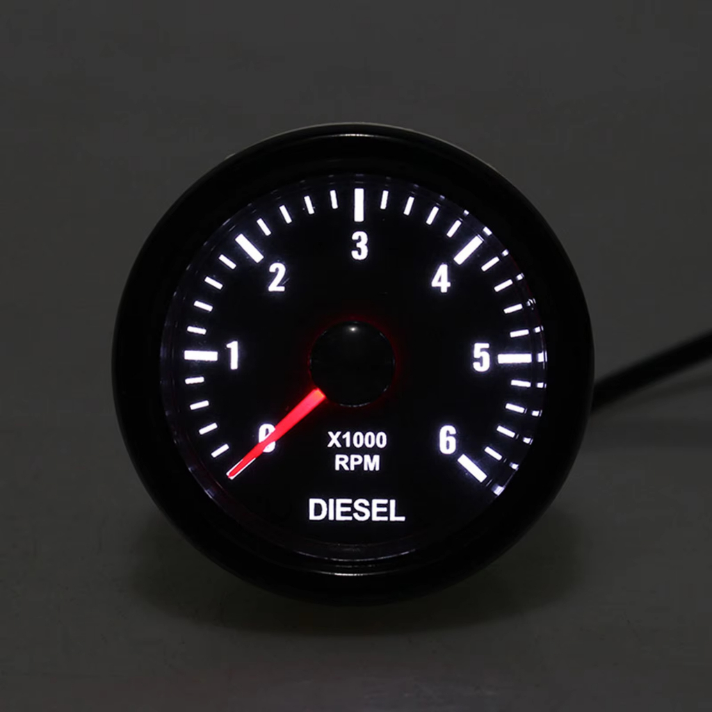 2" 52MM Tachometer White Light Point 0-6000 RPM Tacho Meter Electrical ...