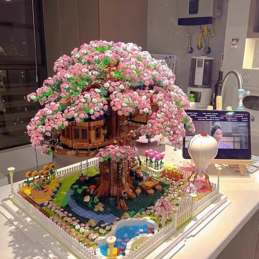 Special gift, 3D Sakura Tree House Building Block Set, 12CM high, for ...