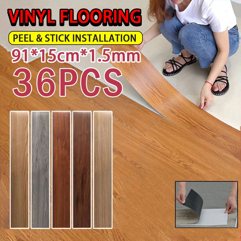 [BOX] 54sqft/36pcs vinyl flooring Mat Stickers Waterproof Self Adhesive ...
