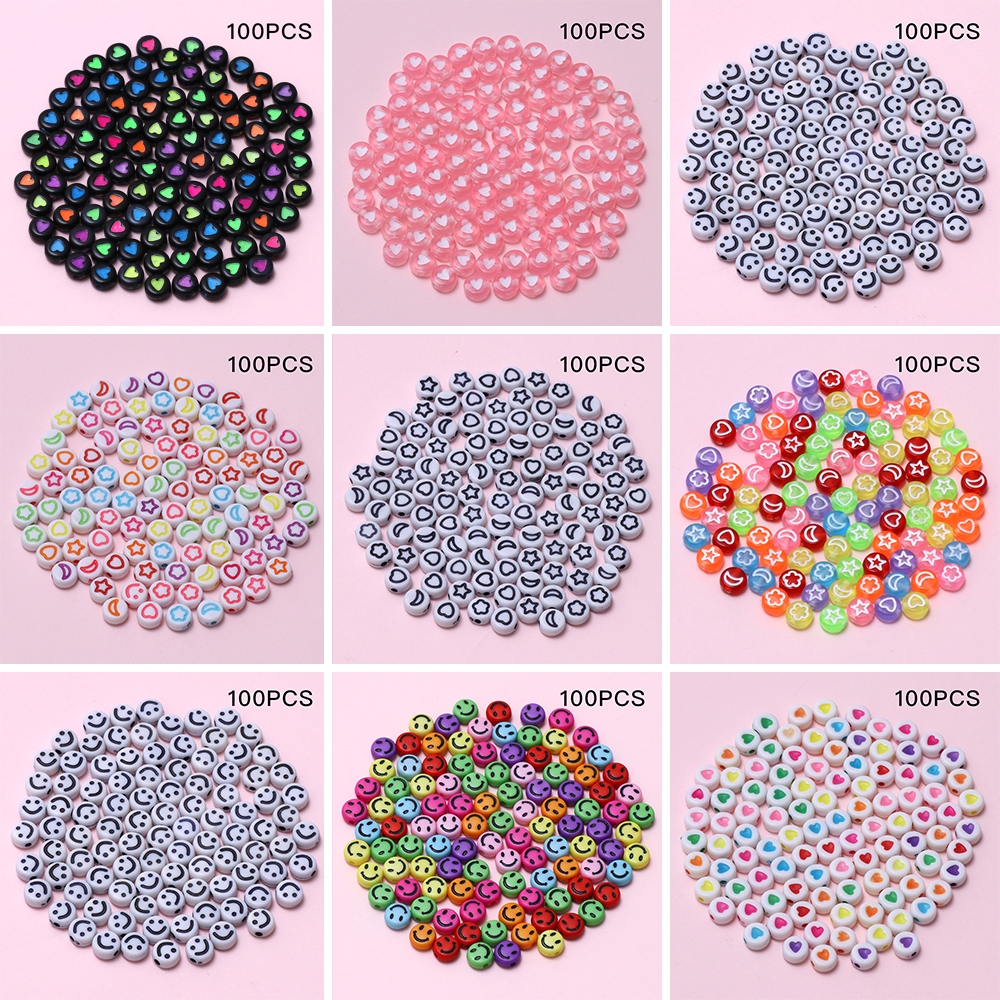 6mm 100pcs Heart Alphabet Bead Acrylic Smile Letters Beads | Shopee ...