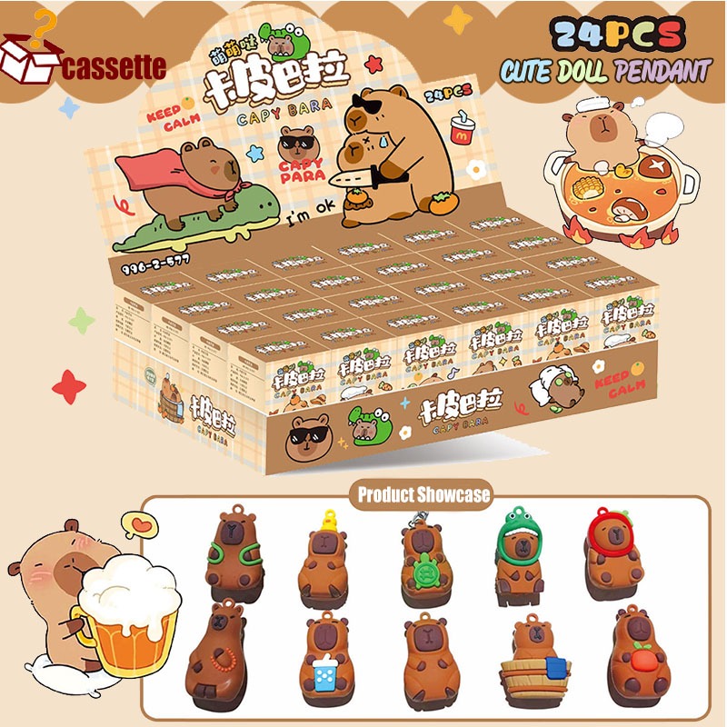 24Pcs Capybara Keychain Blind Box Set Labubu Cartoon Cute Doll Mystery ...