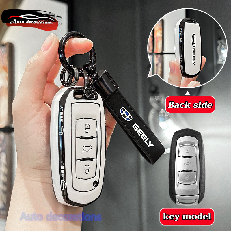 White shell black edge Geely smart key covers For Geely atlas ex7 gx3 ...
