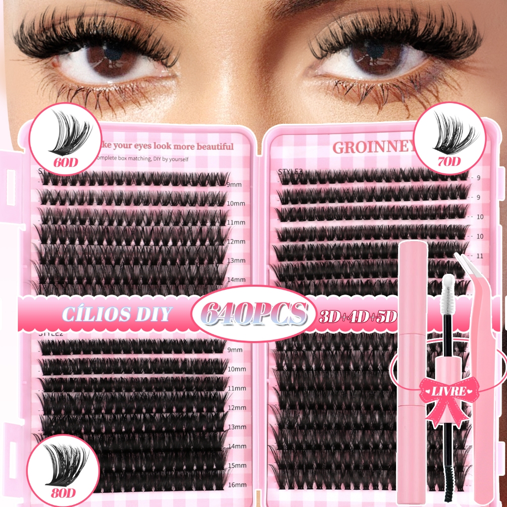 640 Clusters Individual Lashes Book Large Capacity 8-16MM Mixed Length ...