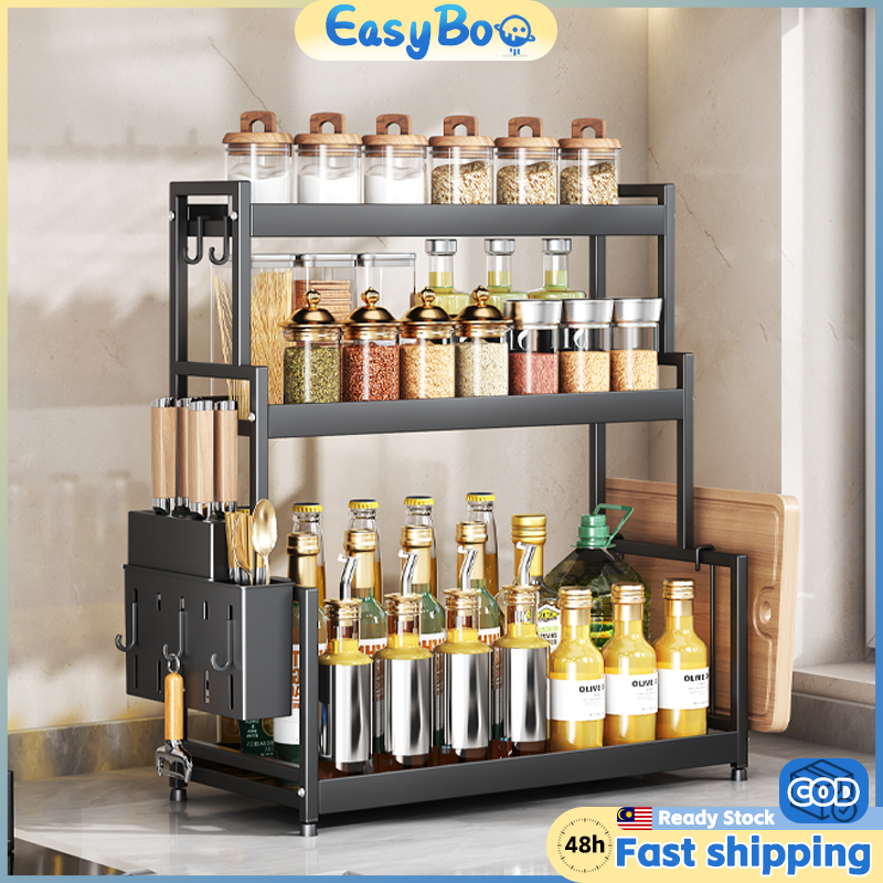 Kitchen Spice Rack Kitchen Rak Rempah Stainless Steel Storage Rak ...