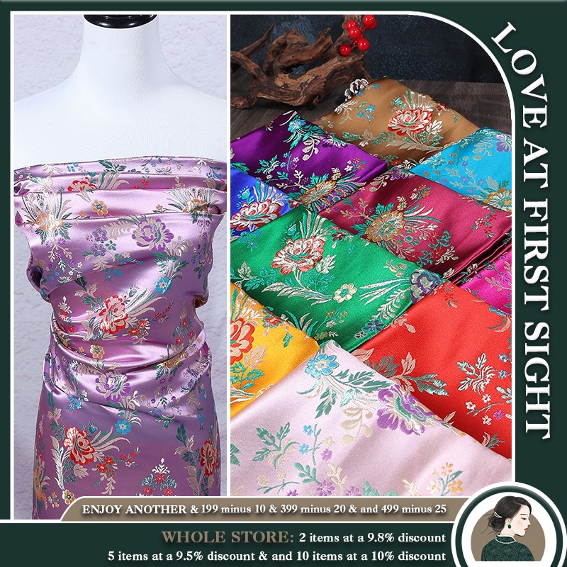 【0.75meters wide】Haitang Flower High end Jacquard Weaving Brocade Satin ...