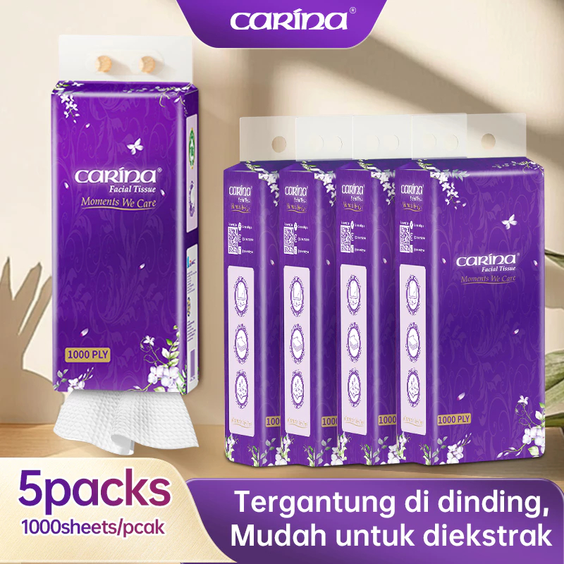 [5 Packs] Carina Wall Hanging Tissue 4-Ply 1000 sheets soft deluxe ...