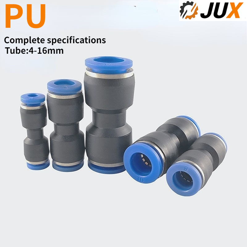 Pneumatic Quick Plug Air Pipe Joint Pneumatic Joint Two-Way Butt Joint PU4/5/6/8/10/12/14/16/7/9 ...