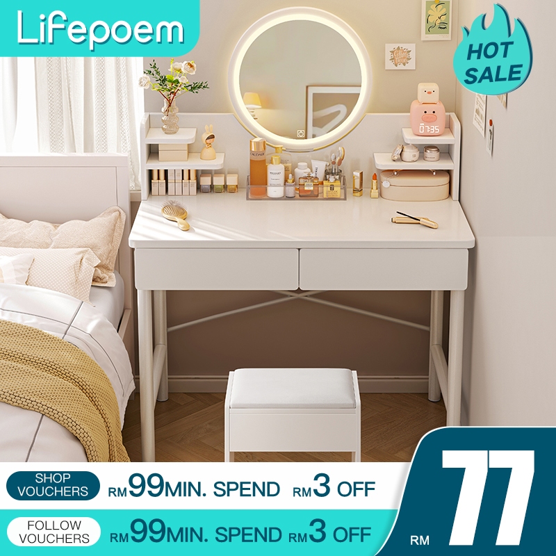 Dressing Table With LED Mirror Meja Solek With Drawer Dressing Table ...