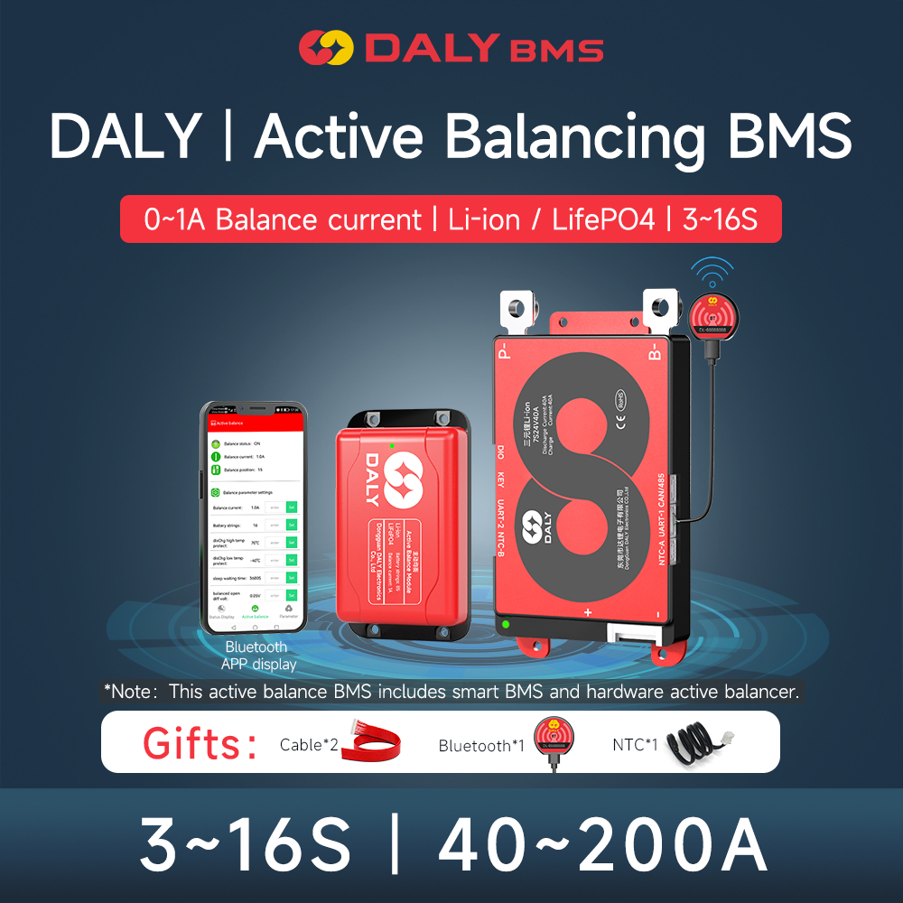 DALY SMART BMS + Hardware Active Balancer 1A Current 4S 8S 16S 40A 60A 100A 150A LiFePO4 Battery ...