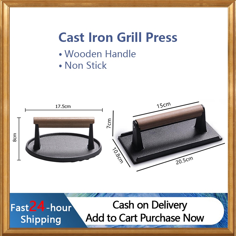 【In Stock & Fast Dispatch】Heavy Duty Cast Iron Grill Press Steak Press ...
