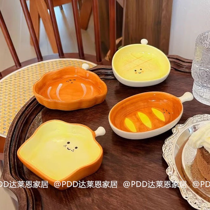 ins cute cartoon garden style ceramic snack dish condiment ketchup ...