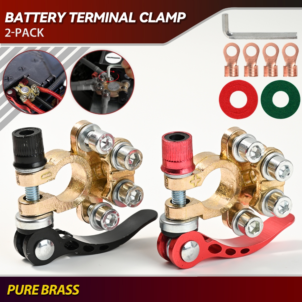 2pcs/Set Pure Copper Battery Terminal Clamp Connectors 4 Way Quick ...
