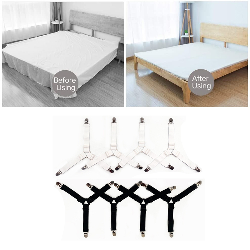 4Pcs Bed Sheet Holder Straps, Home Elastic Mattress Corner Clips For ...
